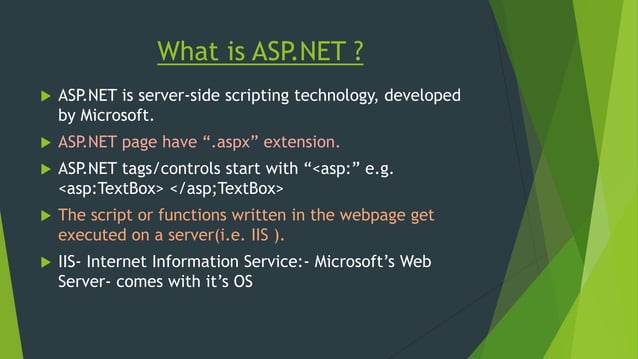 Asp.net introduction | PPTX | Web Design and HTML | Internet