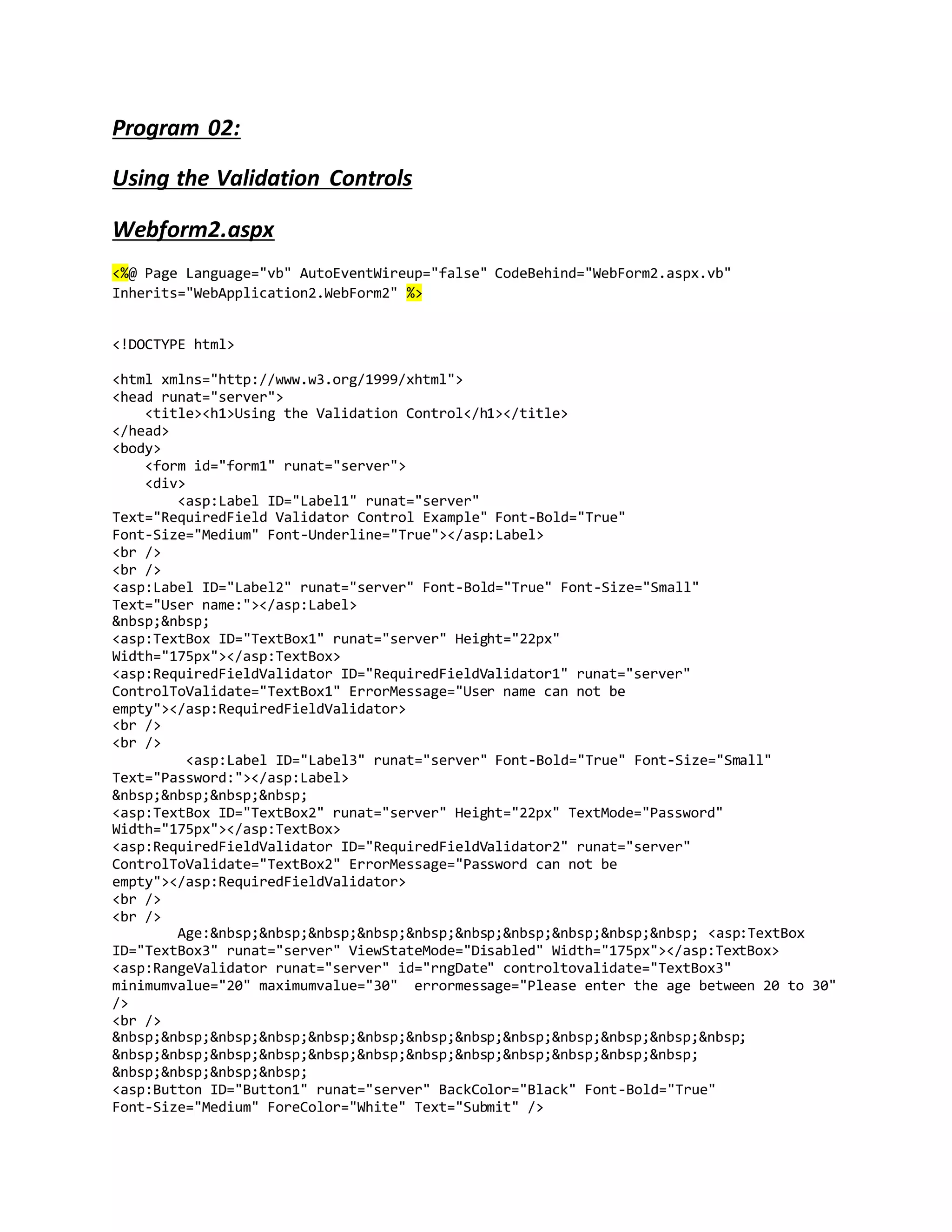 Asp.docx(.net --3 year) programming | DOCX