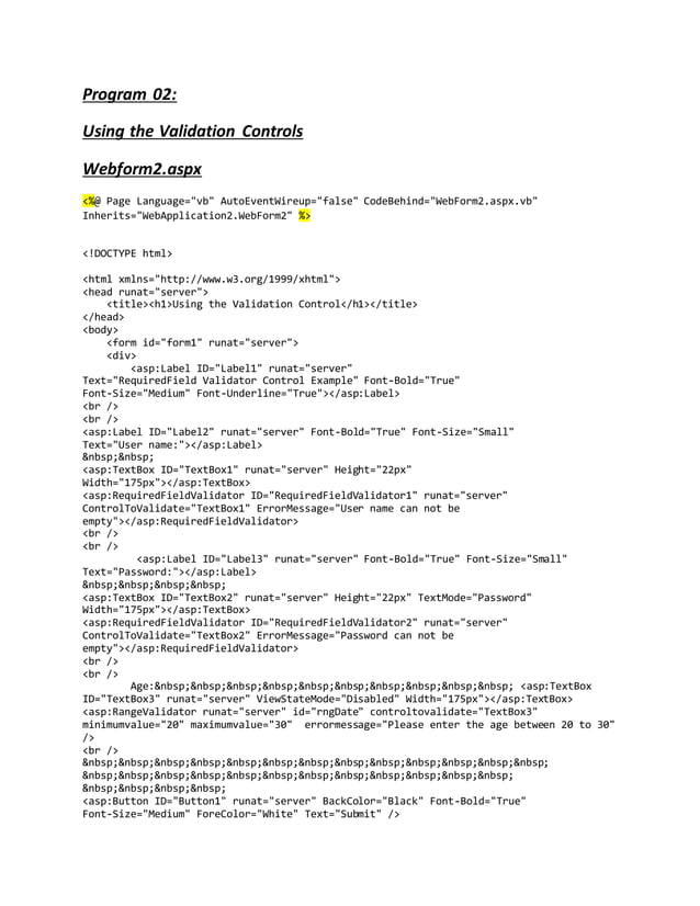 Asp.docx(.net --3 year) programming | DOCX | Web Development | Internet