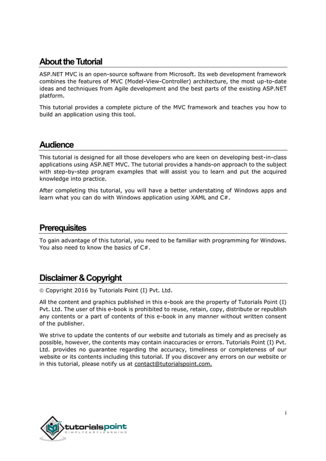 Asp.net mvc tutorial | PDF