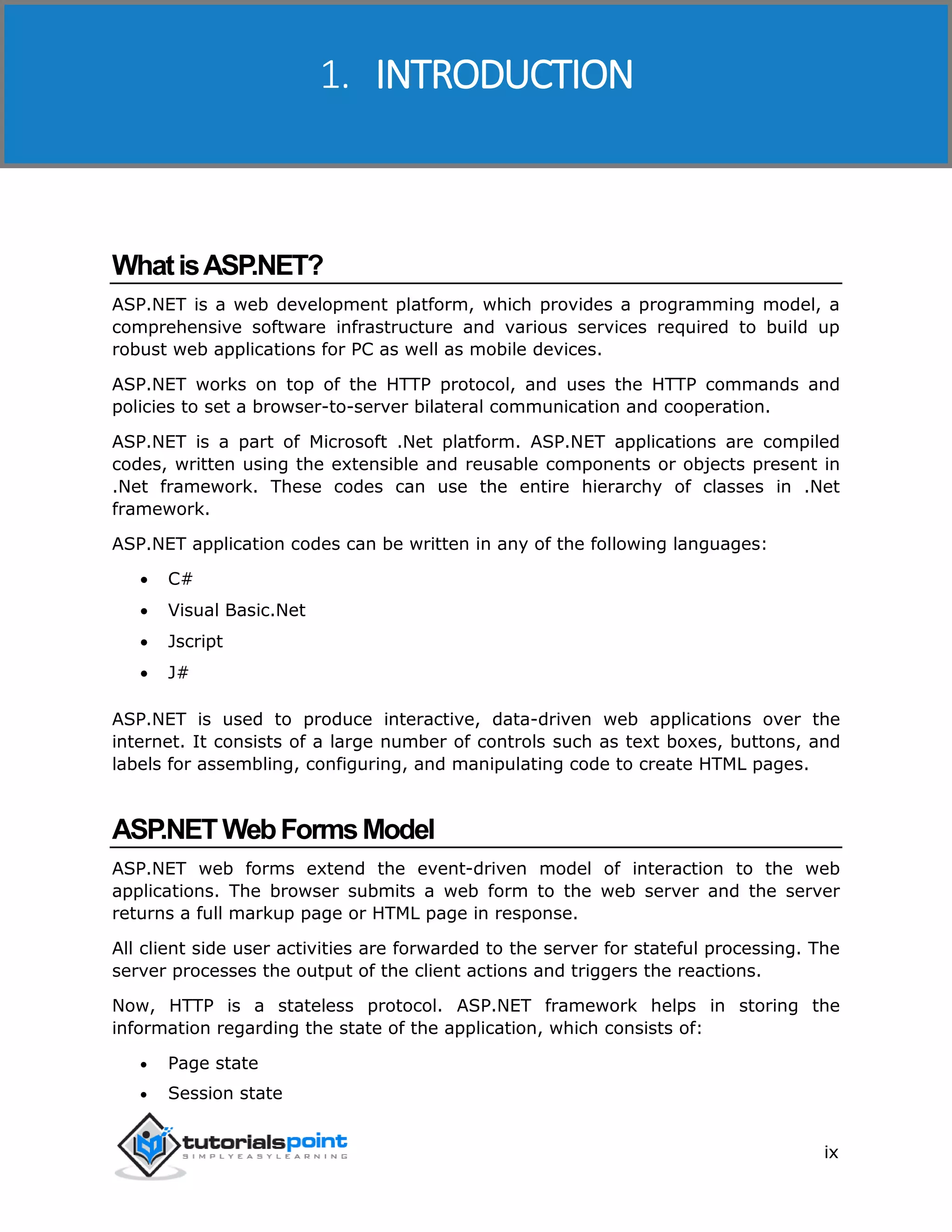 Asp.net tutorial | PDF