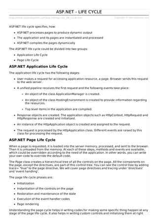 Asp.net life cycle | PDF