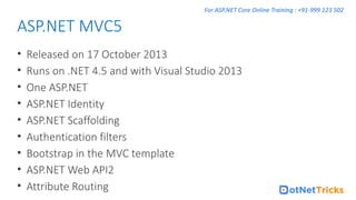 Introduction Asp.Net MVC5 |MVC5 Tutorial for Beginners & Advanced | Dot Net Tricks | PPT