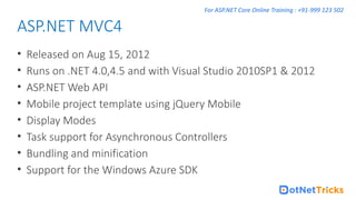 Introduction Asp.Net MVC5 |MVC5 Tutorial for Beginners & Advanced | Dot Net Tricks | PPT