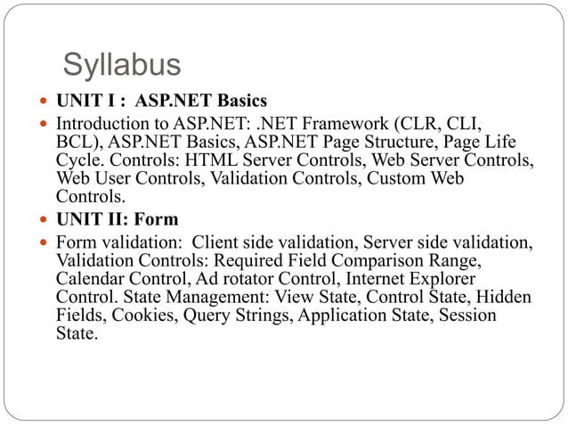 Unit - 1: ASP.NET Basic | PPTX