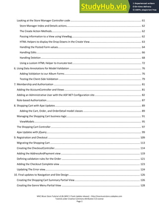 ASP.NET MVC Music Store Tutorial ASP.NET MVC Music Store Tutorial Contents | PDF