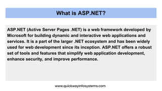 ASP.NET Development: Building Web Solutions.pptx | Web Development | Internet