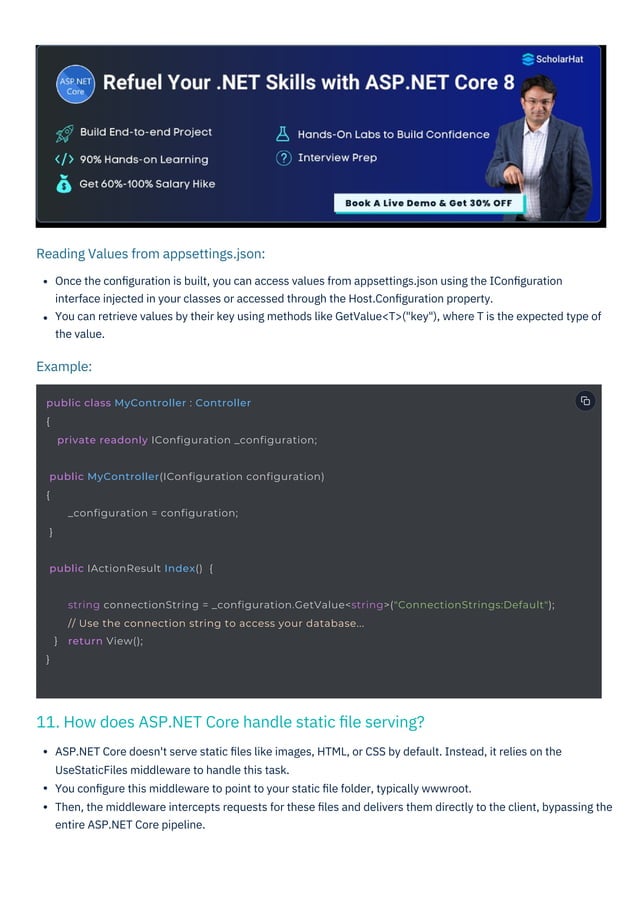 ASP.NET Core Interview Questions PDF By ScholarHat.pdf | Cloud Computing | Internet