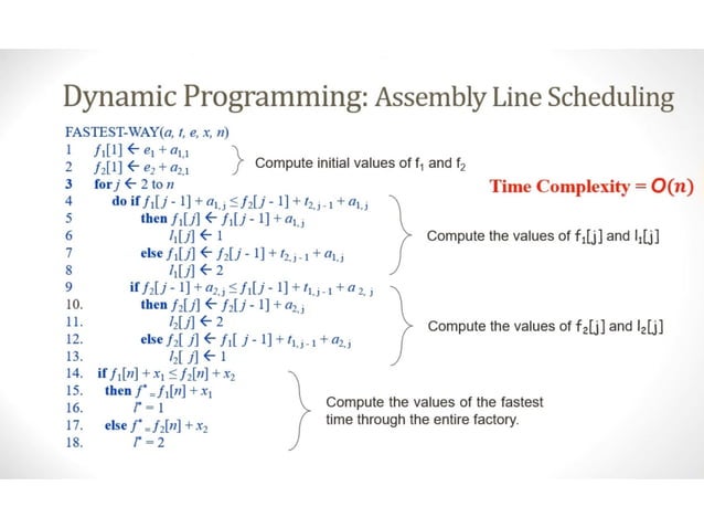 Assembly Line Scheduling Algorithm using Dynamic Programming | PPTX Assembly Line Scheduling Algorithm using Dynamic Programming | PPTX