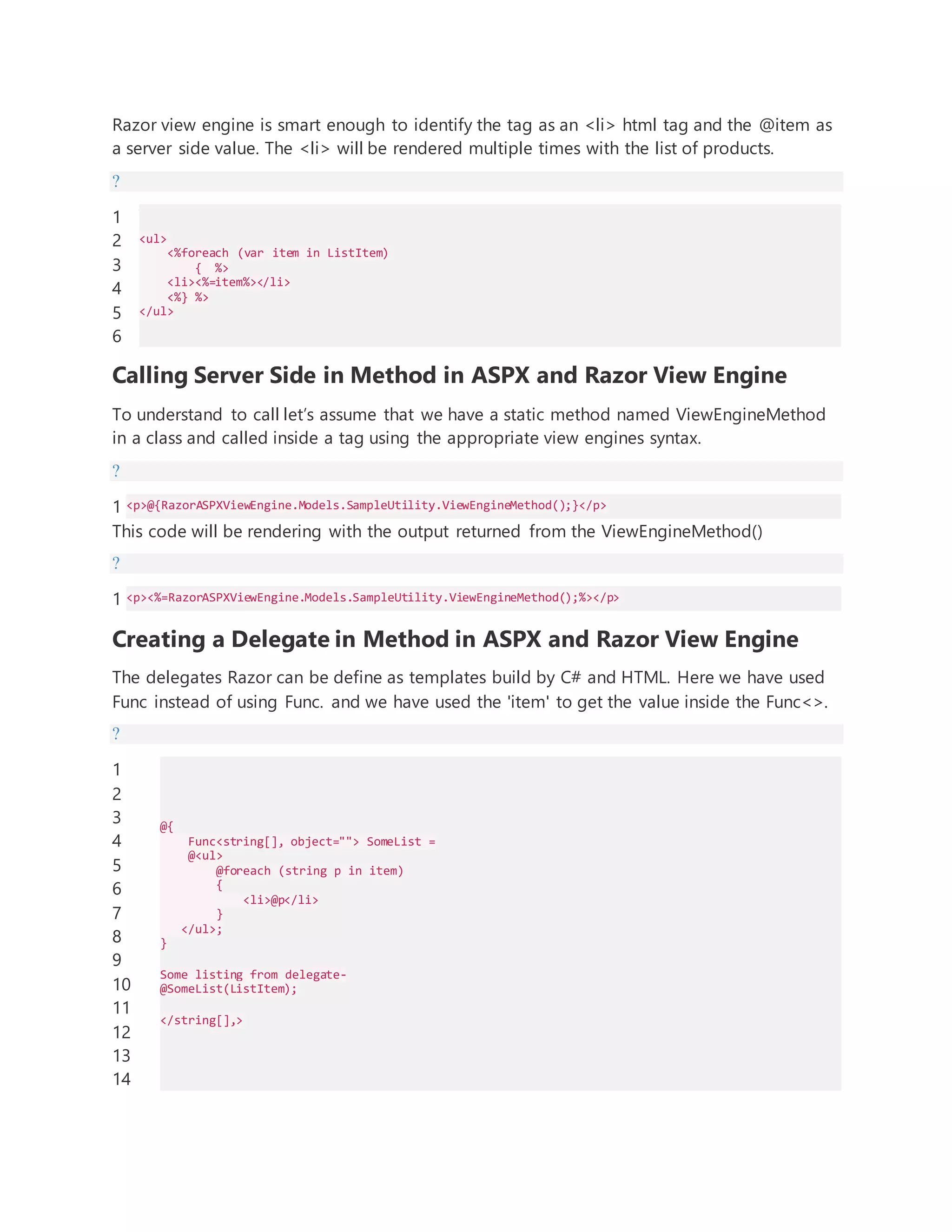 Asp 4 Razor Introduction Of View Engine Pdf Web Design And Html Internet