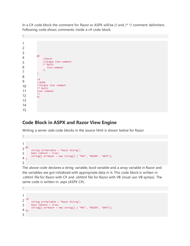 Asp 4 Razor Introduction Of View Engine Pdf Web Design And Html Internet