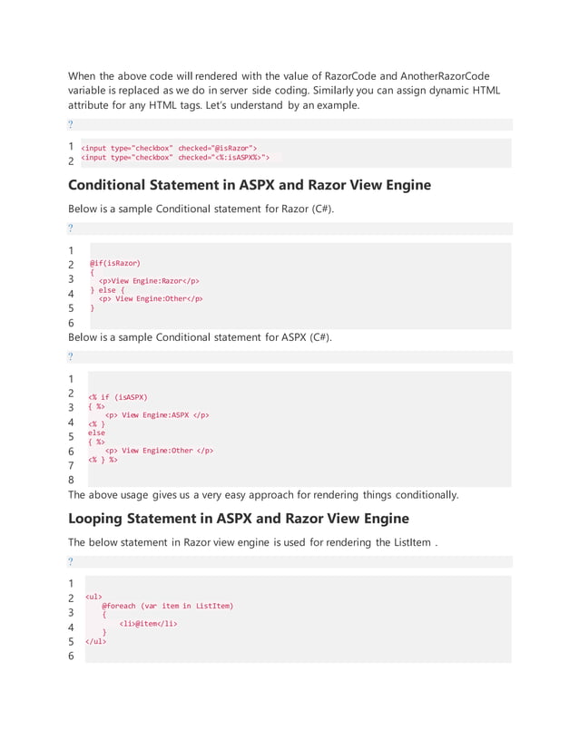 Asp 4-razor-introduction of view engine | PDF | Web Design and HTML ...