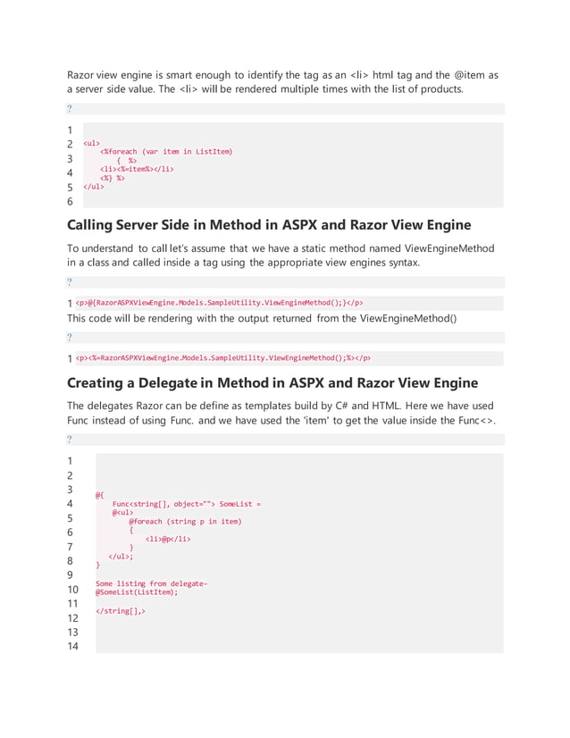 Asp 4-razor-introduction of view engine | PDF | Web Design and HTML | Internet