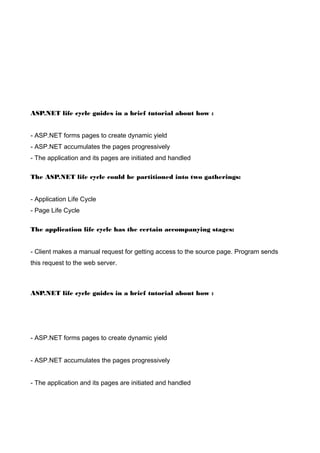 Asp dot net lifecycle in details | PDF