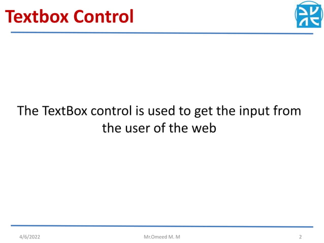 Asp.net textbox control | PPT