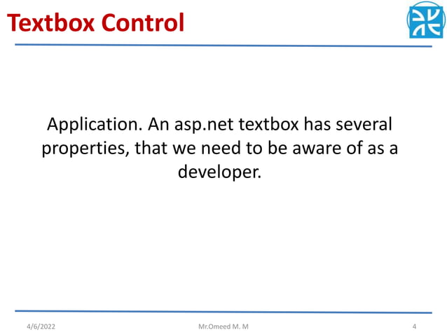 Asp.net textbox control | PPT