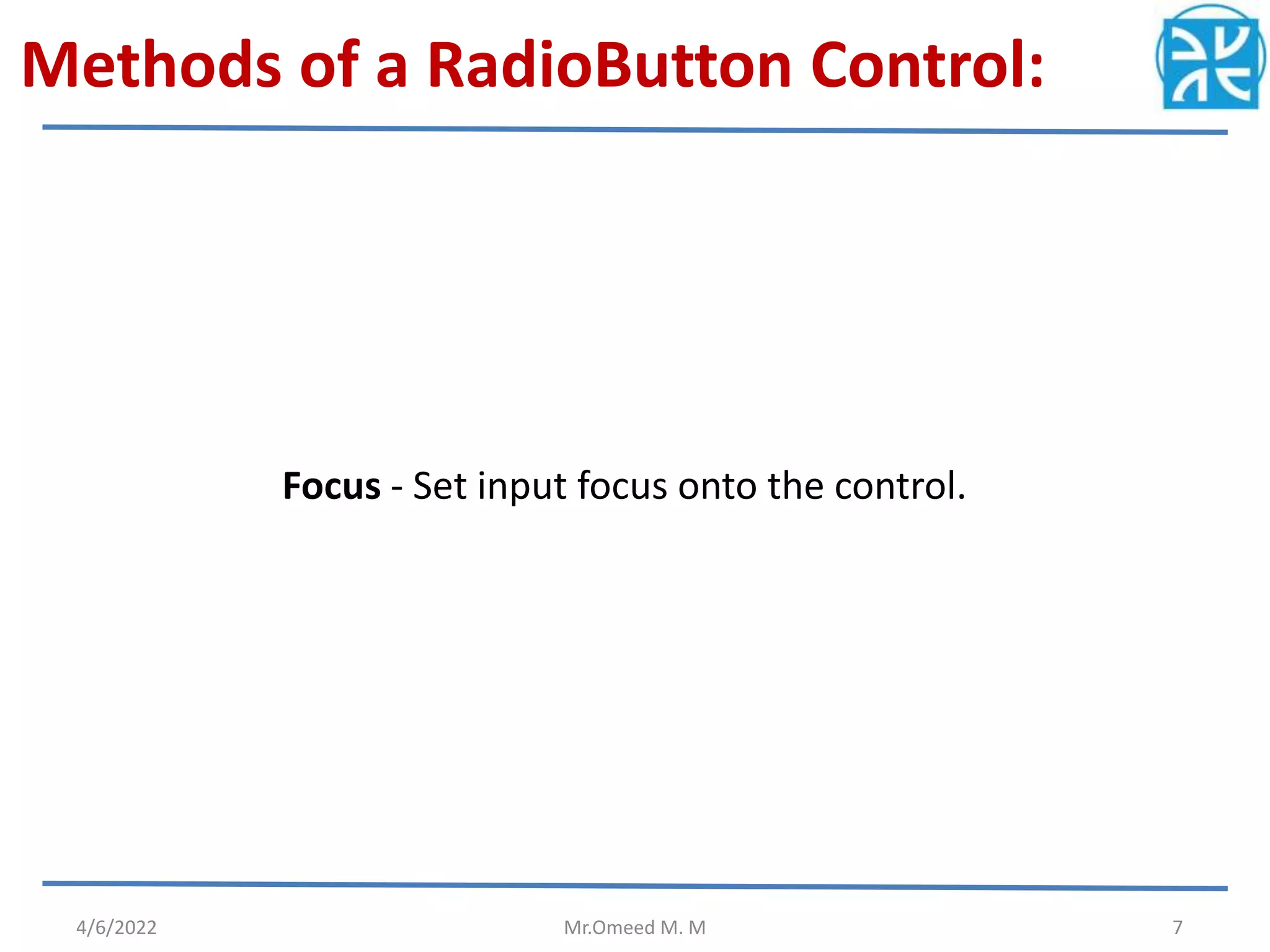 Asp.net Radiobutton control | PPT