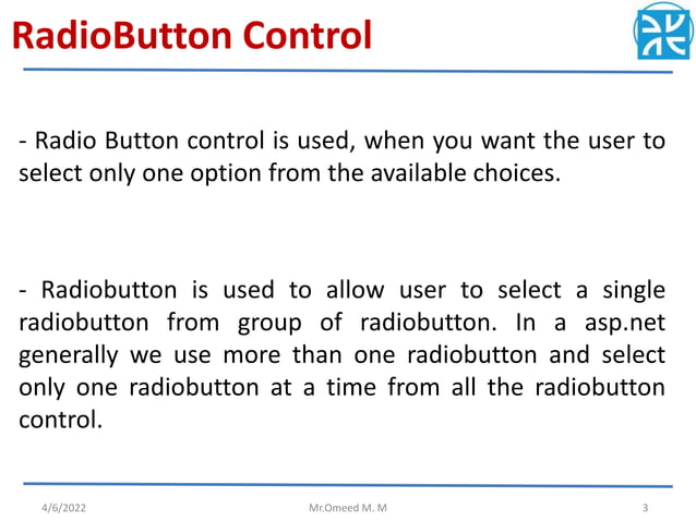 Asp.net Radiobutton control | PPT