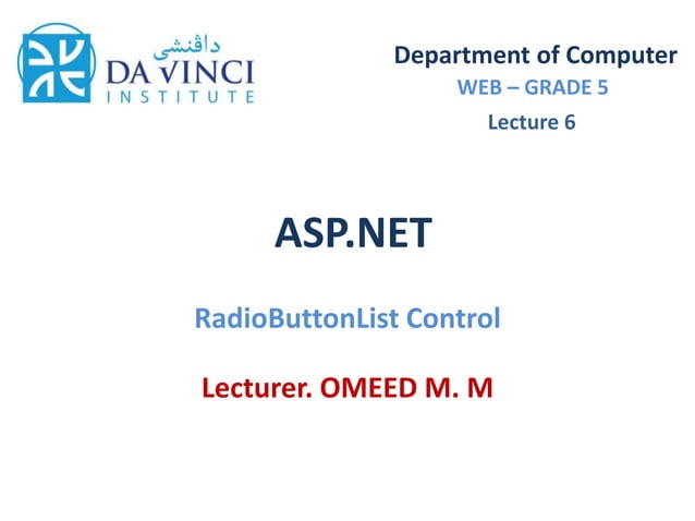 Asp.net RadiobuttonList control | PPT