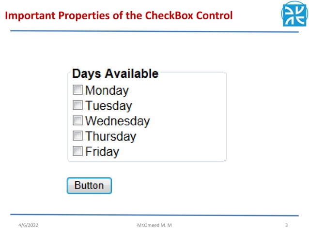 Asp.net CheckBox control | PPT