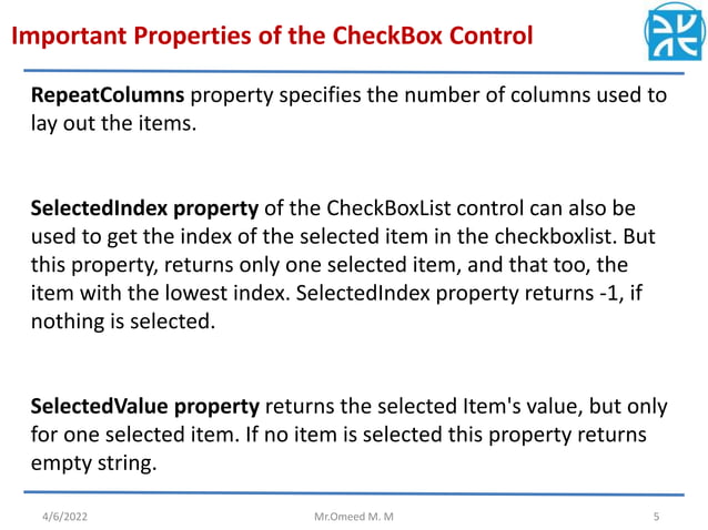 Checkboxlist Control Ppt