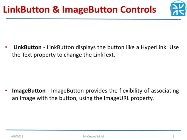 Asp.net LinkButton & imageButton controls | PPTX | Web Design and HTML ...