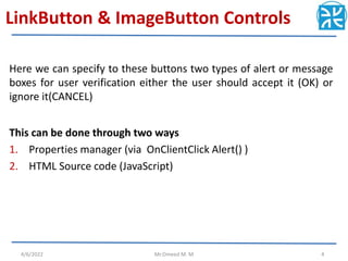 Asp.net LinkButton & imageButton controls | PPTX | Web Design and HTML | Internet