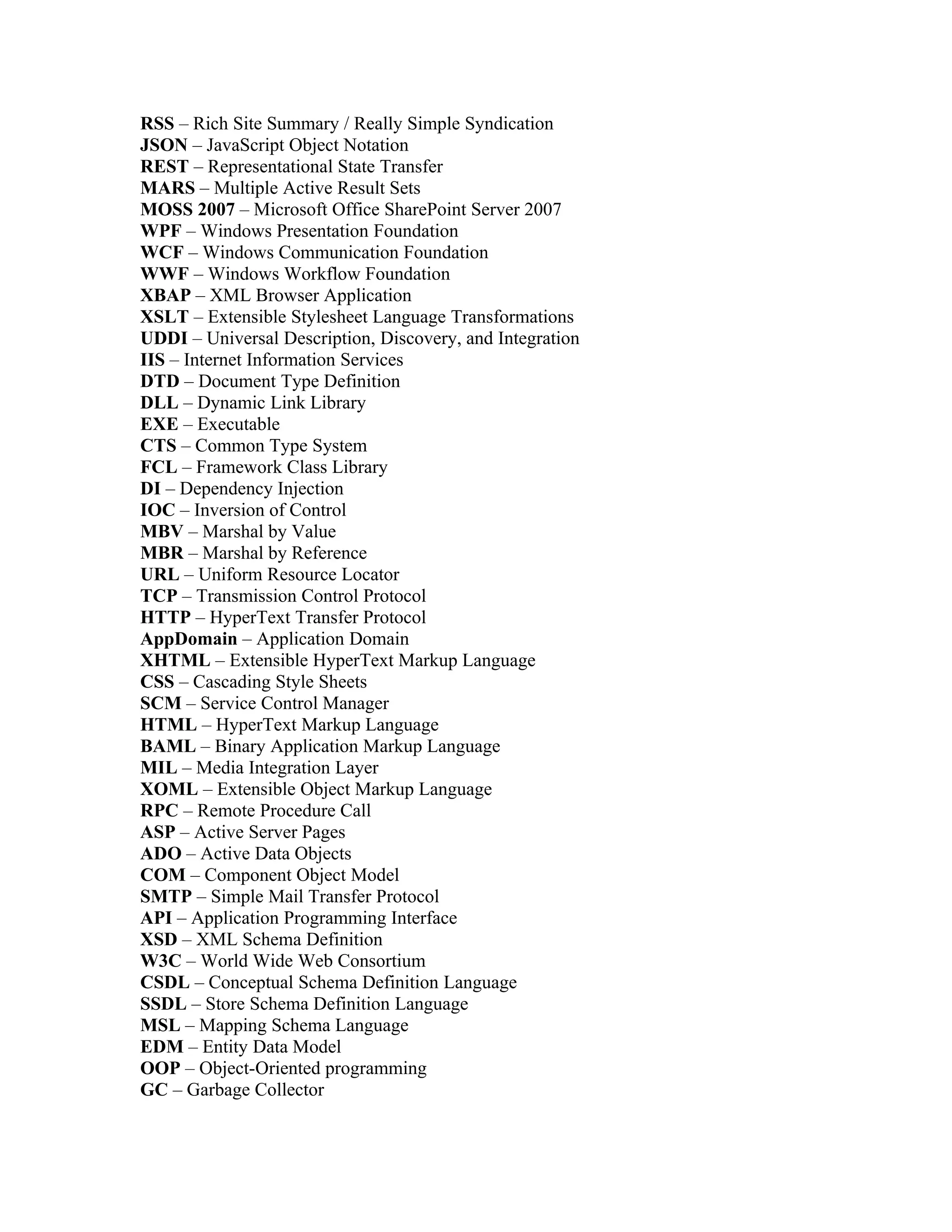 Asp.Net Abbreviations | PDF