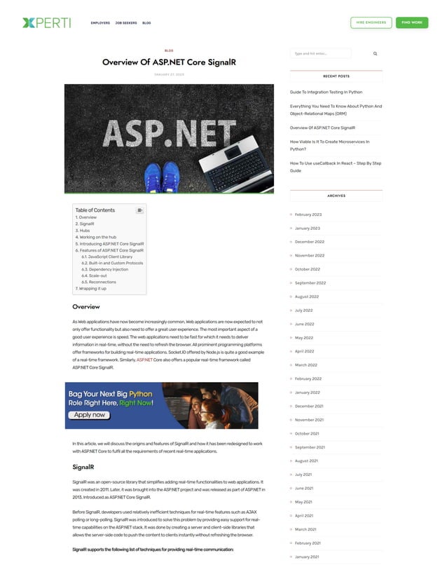 Overview Of ASP.NET Core SignalR | PDF | Computer Software and Applications | Computing