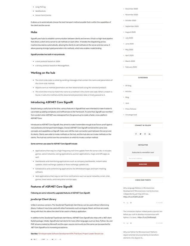 Overview Of Aspnet Core Signalr Pdf Computer Software And Applications Computing