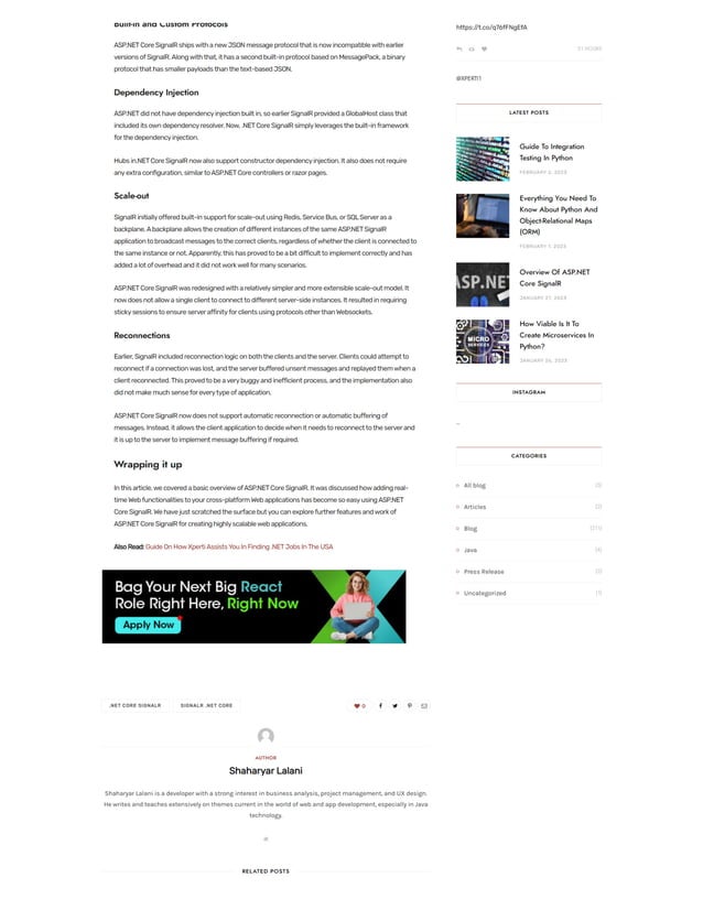 Overview Of Aspnet Core Signalr Pdf Computer Software And Applications Computing