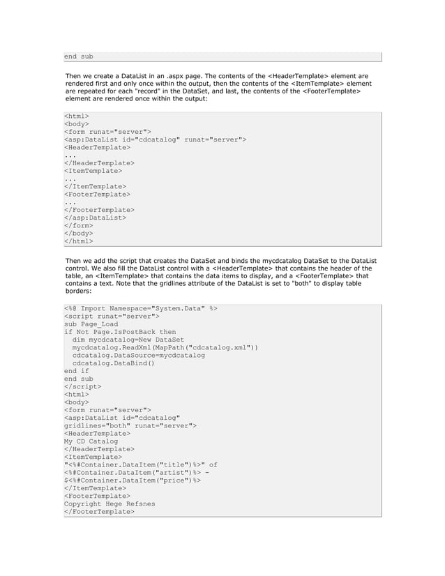 Asp.Net The Data List Control | PDF