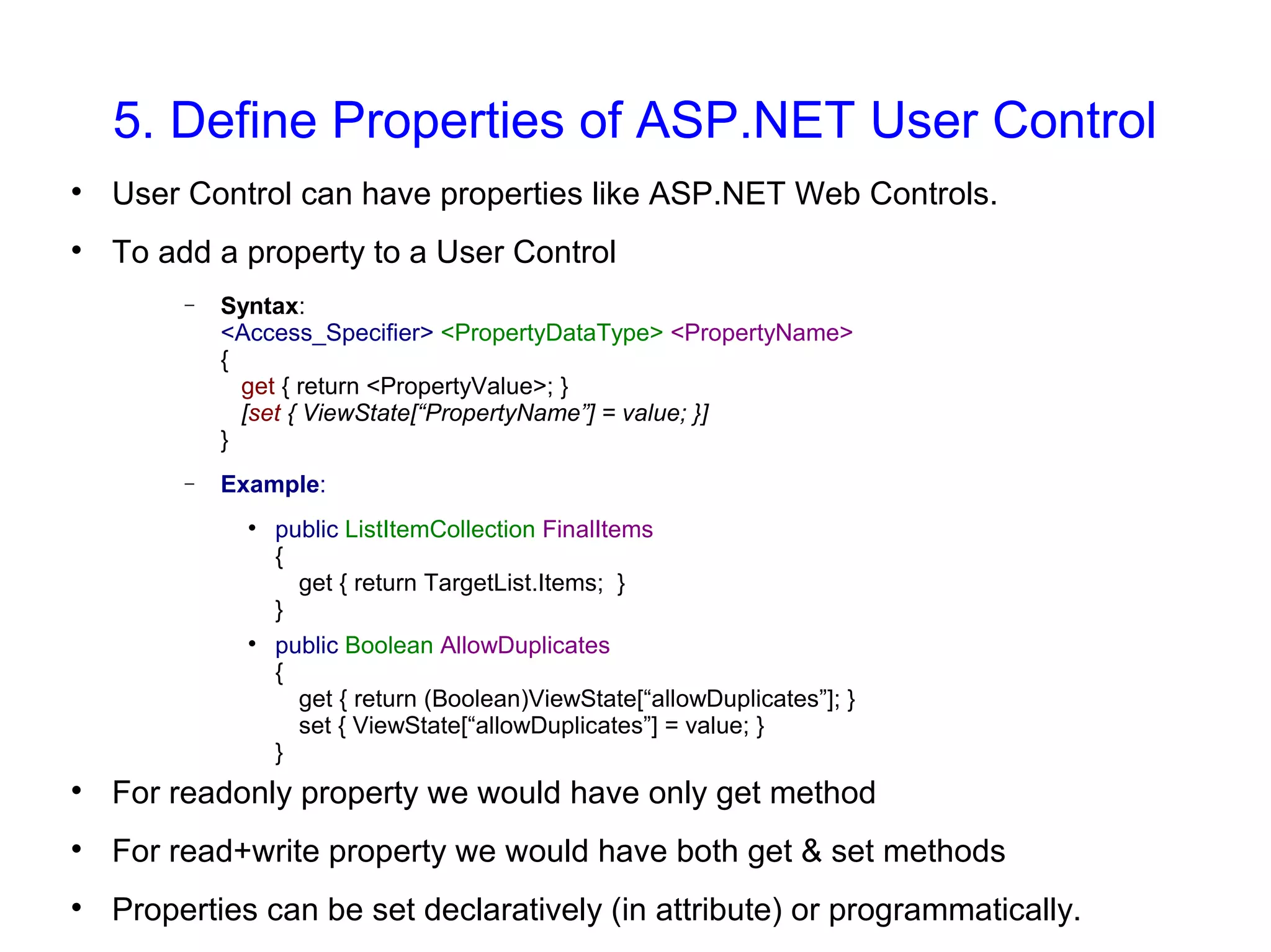 ASP.NET User Controls - 20090828 | PPT