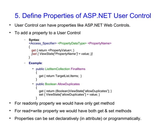 ASP.NET User Controls - 20090828 | PPT