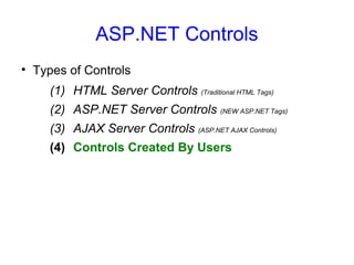 ASP.NET User Controls - 20090828 | PPT