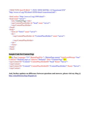 Asp.Net difference faqs- 10 | PDF