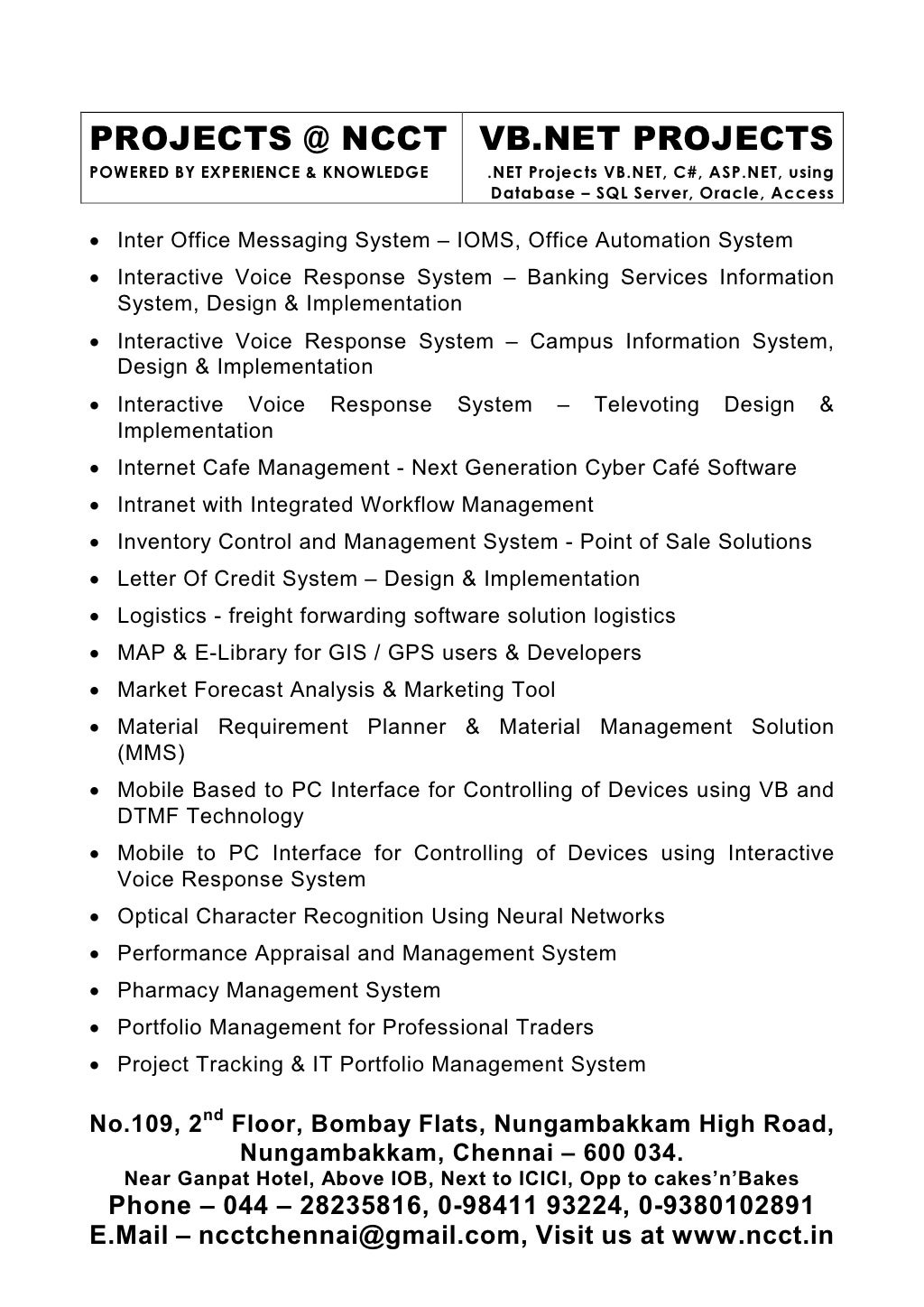 Asp.Net Java Ieee Projects Ncct | PDF