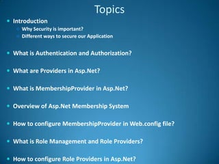 Asp.net membership anduserroles_ppt | PPTX