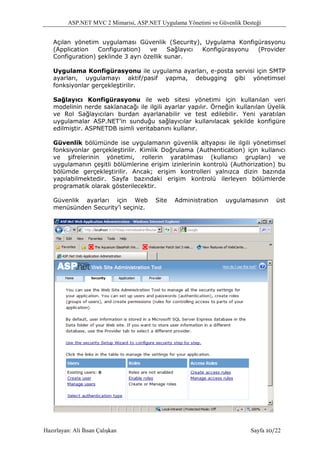ASP.NET MVC 2 Mimarisi, ASP.NET Uygulama Yönetimi ve Güvenlik Desteği | PDF