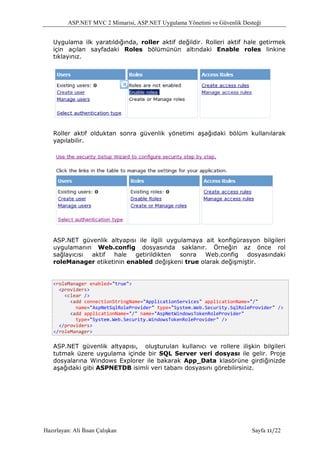 ASP.NET MVC 2 Mimarisi, ASP.NET Uygulama Yönetimi ve Güvenlik Desteği | PDF