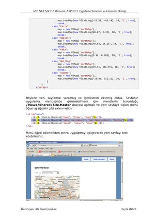 ASP.NET MVC 2 Mimarisi, ASP.NET Uygulama Yönetimi ve Güvenlik Desteği | PDF