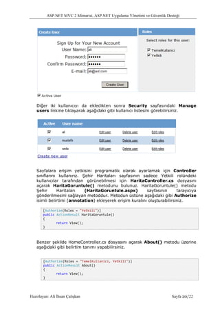 ASP.NET MVC 2 Mimarisi, ASP.NET Uygulama Yönetimi ve Güvenlik Desteği | PDF