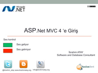 ASP.Net MVC 4 'e Giriş | PPT