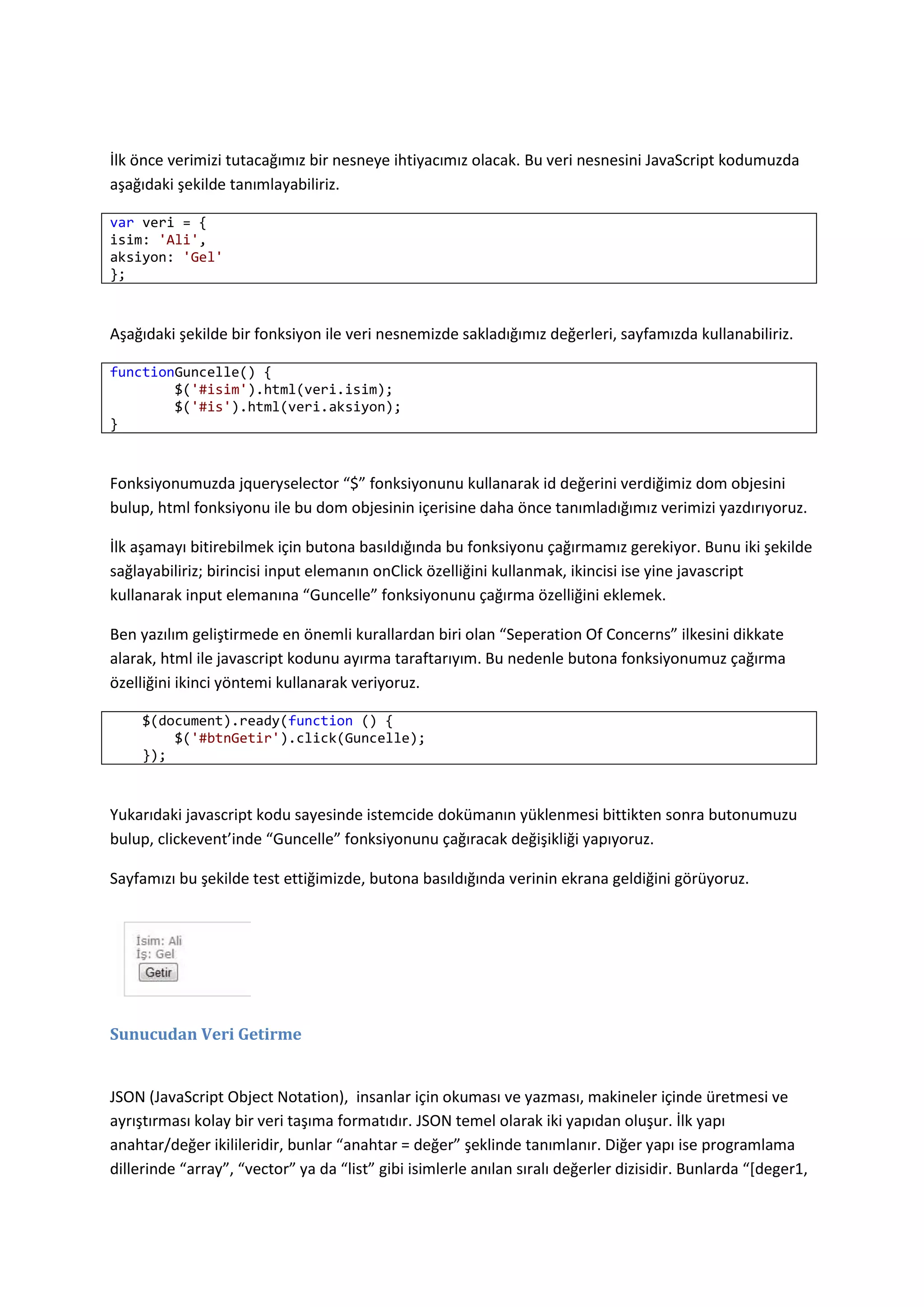 Mvc Ve Jquery Ile Sunucudan Json Verisi Okuma Pdf