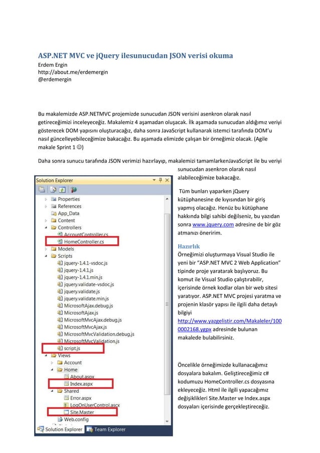 Mvc Ve Jquery Ile Sunucudan Json Verisi Okuma Pdf 