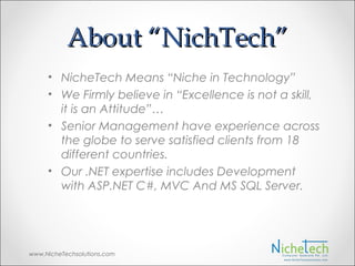 Asp.net Developers portfolio and case study NicheTech | PPT