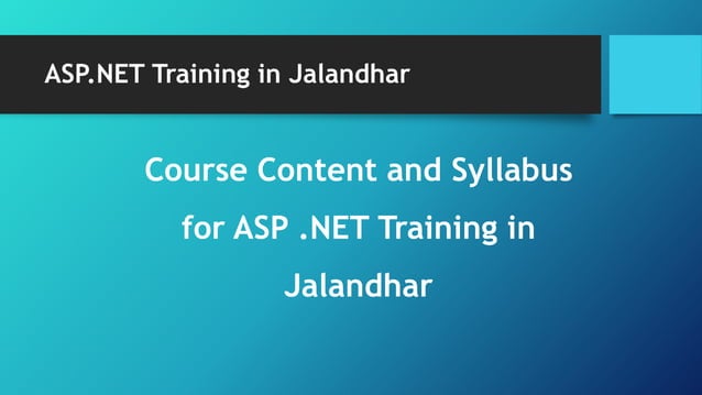 Asp.net training in jalandhar | PPT