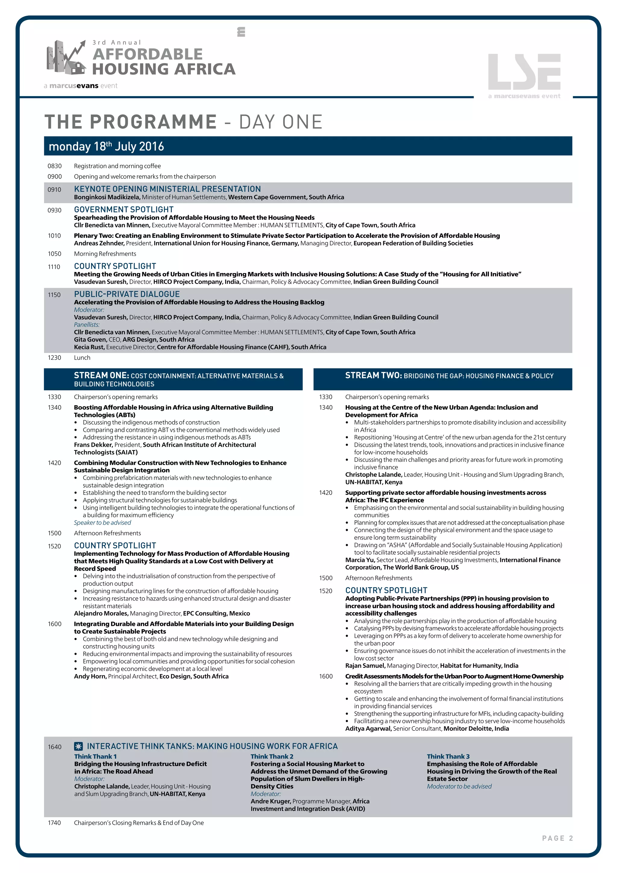 3rd Annual Affordable Housing Africa (APMSA) | PDF