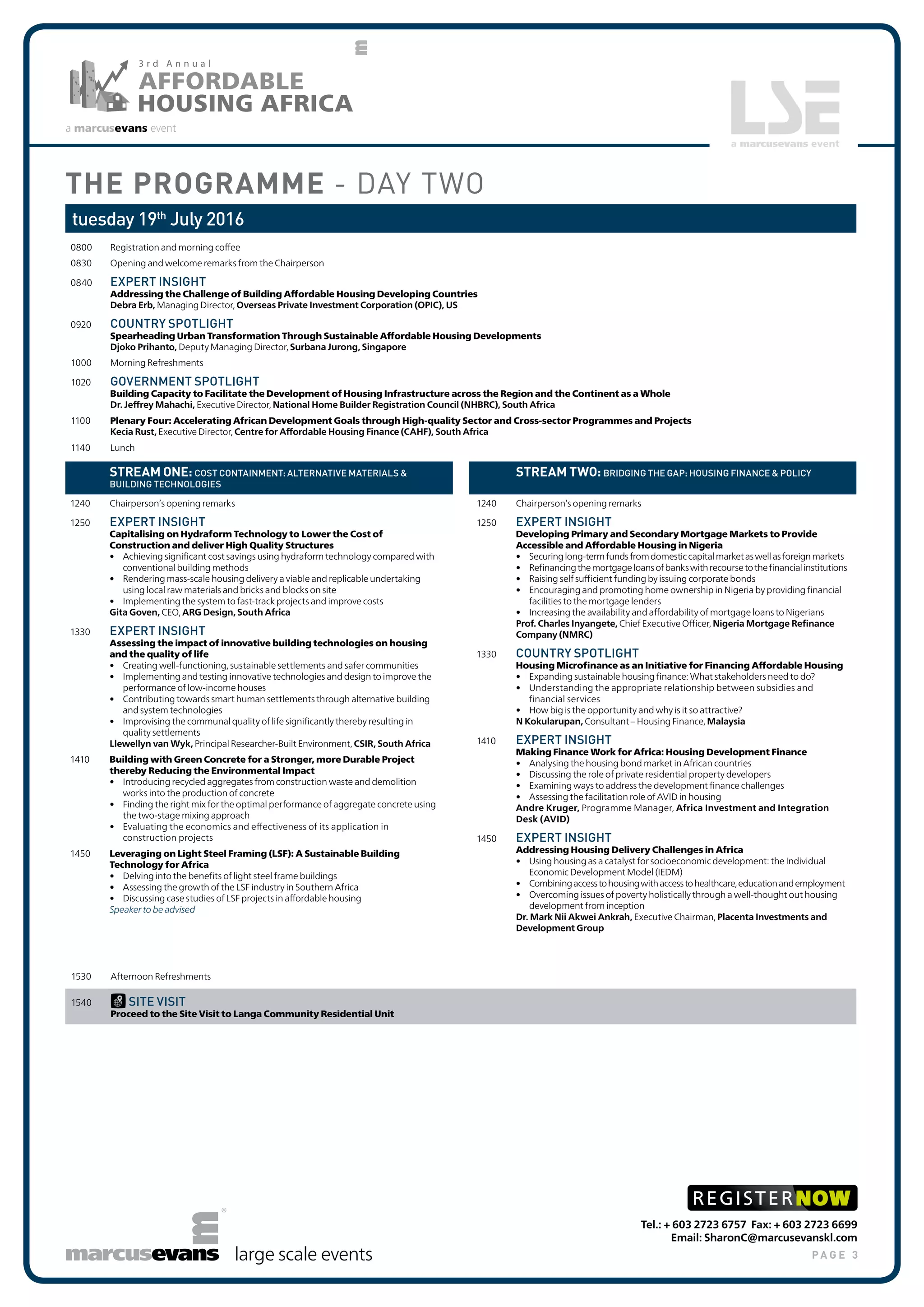 3rd Annual Affordable Housing Africa (APMSA) | PDF