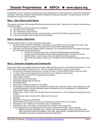 ASPCA - Pet Disaster Preparedness | PDF